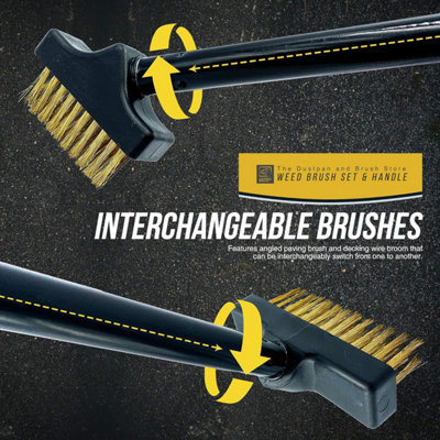Patio Weed Remover Long Handled Brush Set with Angled Paving Wire Broom