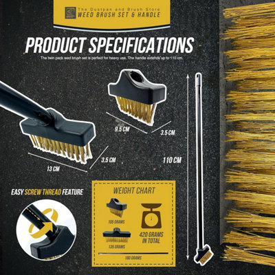 Patio Weed Remover Long Handled Brush Set with Angled Paving Wire Broom