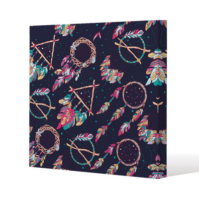 Pattern with Different Dream Catcher Amulet (Canvas Print) / 46 x 46 x ...