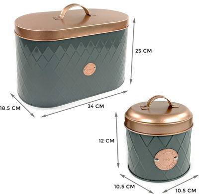 Patterned Kitchen Bread Bin Sealed Copper Handle Lid with Matching ...