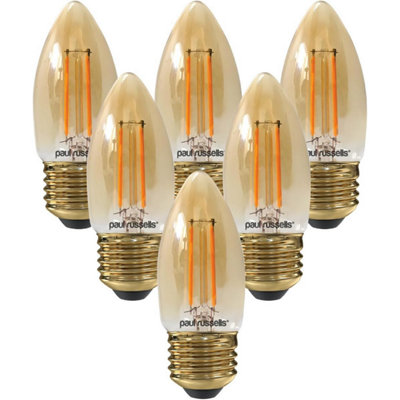 paul russells LED Filament Candle Bulb, 2.5W 200 Lumens, 20w Equivalent ...