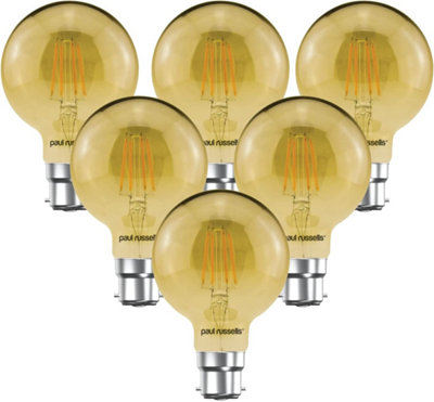paul russells LED Filament G80 Bulb, 4W 380 Lumens, 35w Equivalent ...