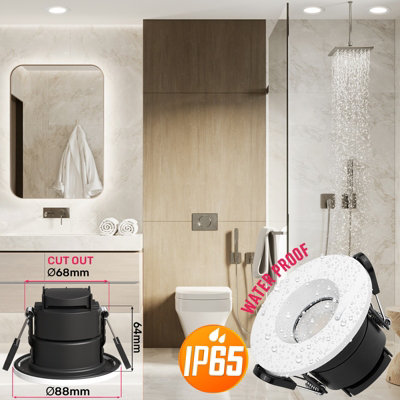 paul russells LED Fire Rated Downlights, White Bezel, 6W 550 Lumens, IP65, CCT3 3000K Warm-4000K ...