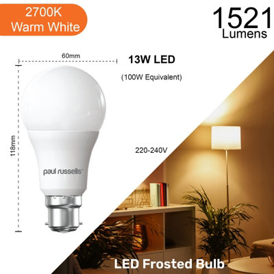 paul russells LED GLS 13W Light Bulbs Bayonet Cap B22D A60 BC 100w ...