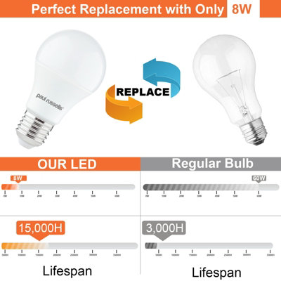 paul russells LED GLS Light Bulbs Edison Screw E27 ES Cap, 60w ...