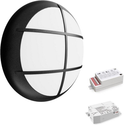 PAUL RUSSELLS LED SLIMLINE BULKHEAD LIGHT 12W 16W 20W 3CCT IP65 BLACK ...