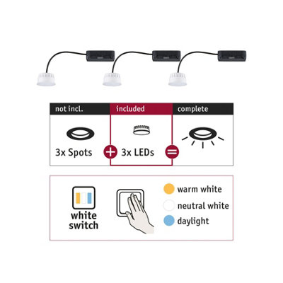 Paulmann 92478 Choose LED recessed luminaire module coin set of 3 White ...