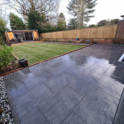 Paving Stones Direct Pietra Di Vals Anthracite Porcelain Paving Tiles ...