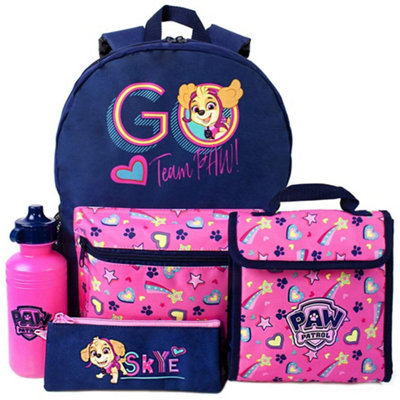 Paw Patrol Girls Backpack Set (Pack Of 4) Pink/Navy (One Size) | DIY at B&Q