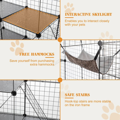 PawHaven Indoor DIY Cat Cage 4-Tier Large Metal Wire Enclosure Small Animals Playpen
