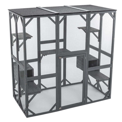 PawHaven Large Outdoor Catio Wooden Cat Enclosure Big House Outdoor ...