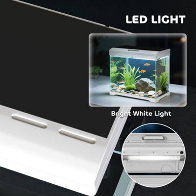 PawHut 17L Glass Fish Tank with Filter System, LED Light, Water Pump, White