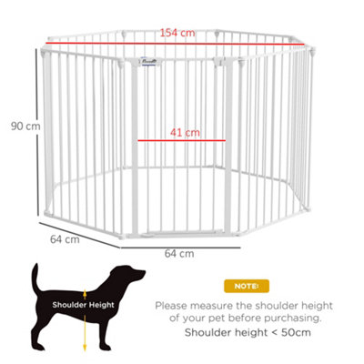 PawHut 2-in-1 Dog Pen, Safety Pet Gate, 8 Panels, for Medium Dogs ...