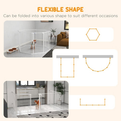 PawHut 2-in-1 Dog Pen, Safety Pet Gate, 8 Panels, for Medium Dogs ...