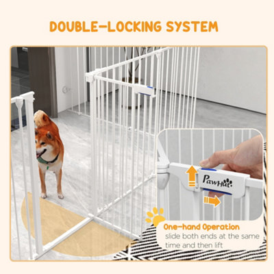 PawHut 2-in-1 Dog Pen, Safety Pet Gate, 8 Panels, for Medium Dogs ...