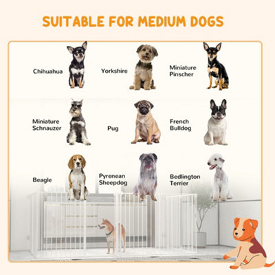 PawHut 2-in-1 Dog Pen, Safety Pet Gate, 8 Panels, for Medium Dogs ...
