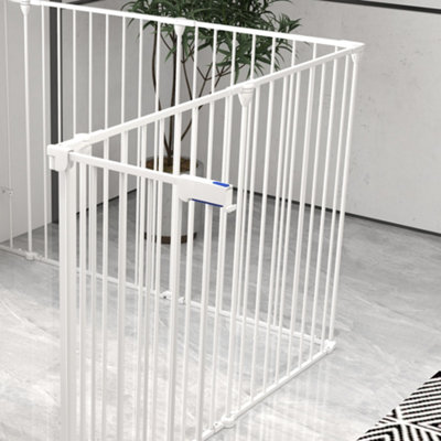 PawHut 2-in-1 Dog Pen, Safety Pet Gate, 8 Panels, for Medium Dogs ...