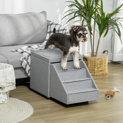 PawHut 2 in 1 Dog Steps Ottoman, Pet Stairs for Small Medium Dogs and ...