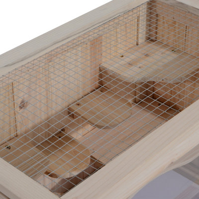 PawHut 2 Levels Wooden Hamster Cage Mice Rodents Hutch Small Animals