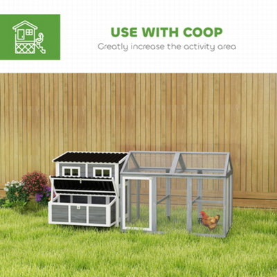PawHut 2-Piece Chicken Coop and Run Set, for 5-9 Chickens, Light Grey