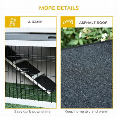 PawHut 2-Tier Wooden Rabbit Hutch Guinea Pig House Bunny Cage Backyard ...