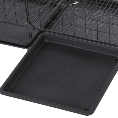 PawHut 30 Pcs DIY Expandable Pet Cage Steel Bars w/ Doors Trays Plastic ...