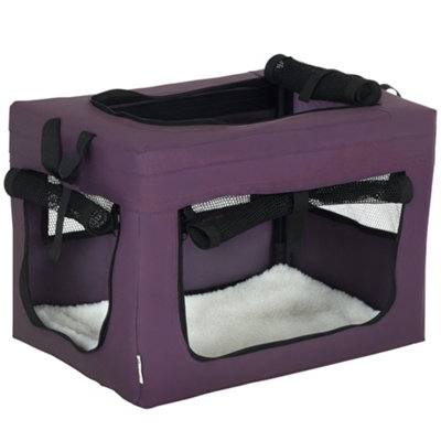 PawHut 48.5cm Soft Side Pet Carrier w/ Cushion, for Miniature Dogs - Purple