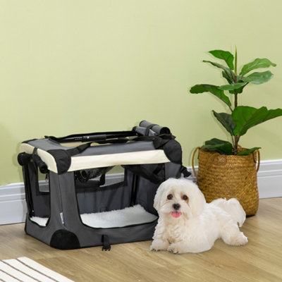 PawHut 51cm Foldable Pet Carrier Cat Bag, Portable Kitten Carrier, Pet ...