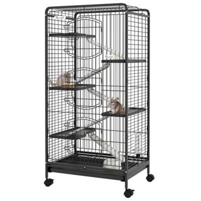 PAWHUT 6 LEVELS SMALL ANIMAL CAGE W. RAMPS, BOWL, WATER BOTTLE, TRAY ...