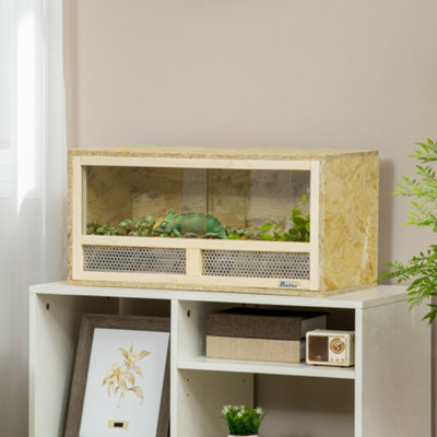 PawHut 60cm Reptile Terrarium Vivarium w/ Glass Sliding Doors ...