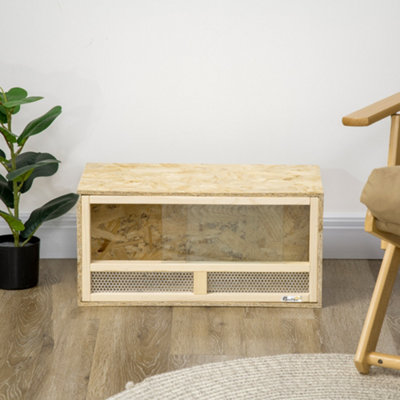 PawHut 60cm Reptile Terrarium Vivarium w/ Glass Sliding Doors ...