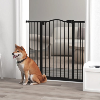 PawHut 74-100cm Adjustable Metal Pet Gate Safety Barrier w/Auto-Close ...