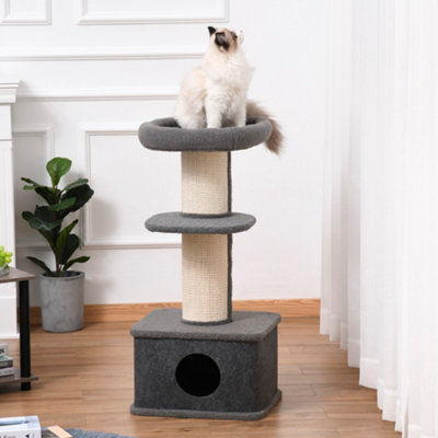 PawHut 96cm Cat Tree Kitten Tower Multi level Activity Center Pet ...