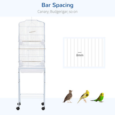 PawHut Bird Cage for Budgie Finch Canary Parakeet W/ Stand Sliding Tray ...