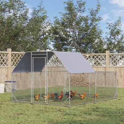 PAWHUT CHICKEN RUN W/ ROOF, WALK IN CHICKEN COOP FOR 10-12 CHICKENS ...