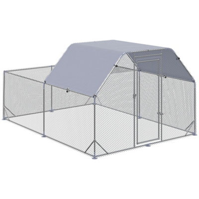 PAWHUT CHICKEN RUN W/ ROOF, WALK IN CHICKEN COOP FOR 10-12 CHICKENS ...