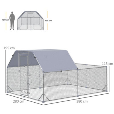 PAWHUT CHICKEN RUN W/ ROOF, WALK IN CHICKEN COOP FOR 10-12 CHICKENS ...