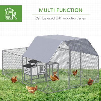 PawHut Chicken Run W/ Roof, Walk In Chicken Coop for 10-12 Chickens ...