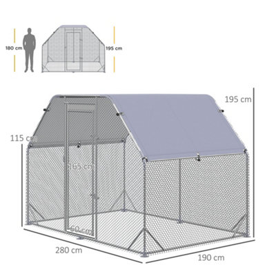PawHut Chicken Run W/ Roof, Walk In Chicken Coop for 4-6 Chickens, Hen ...