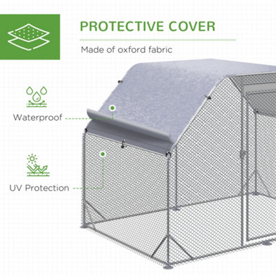 PawHut Chicken Run W/ Roof, Walk In Chicken Coop for 4-6 Chickens, Hen ...