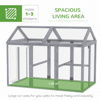 PawHut Chicken Run, Wooden Chicken Coop w/ Combinable Design - Grey