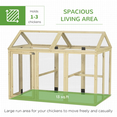 PawHut Chicken Run, Wooden Chicken Coop w/ Combinable Design-Natural ...