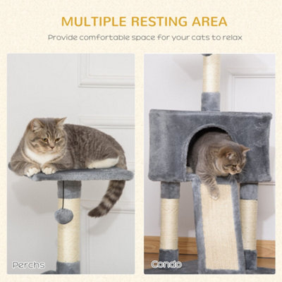 Shop PawHut Corner Cat Tree Tower for Indoor Cats with Scratching Post ...