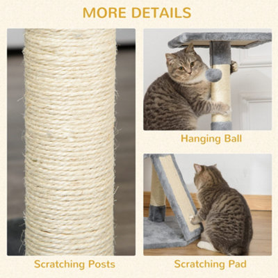 Shop PawHut Corner Cat Tree Tower for Indoor Cats with Scratching Post ...