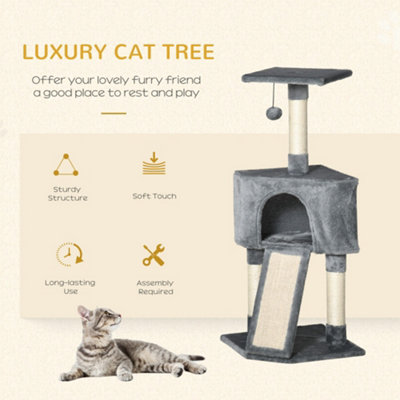 Shop PawHut Corner Cat Tree Tower for Indoor Cats with Scratching Post ...