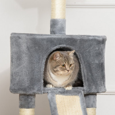 Shop PawHut Corner Cat Tree Tower for Indoor Cats with Scratching Post ...