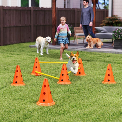 PAWHUT DOG AGILITY EQUIPMENT SET, THREE-PIECE ADJUSTABLE HEIGHT JUMPING