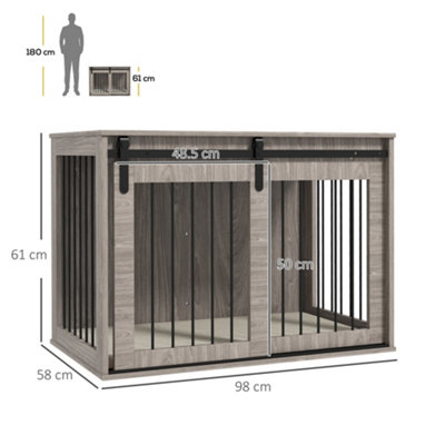 PawHut Dog Crate Furniture with Removable Cushion for Large Dogs Brown