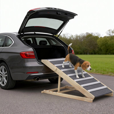 PawHut Dog Ramp for Couch, 4 Adjustable Height Dog Climbing Ladder for Bed
