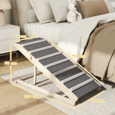 PawHut Dog Ramp for Couch, 4 Adjustable Height Dog Climbing Ladder for Bed